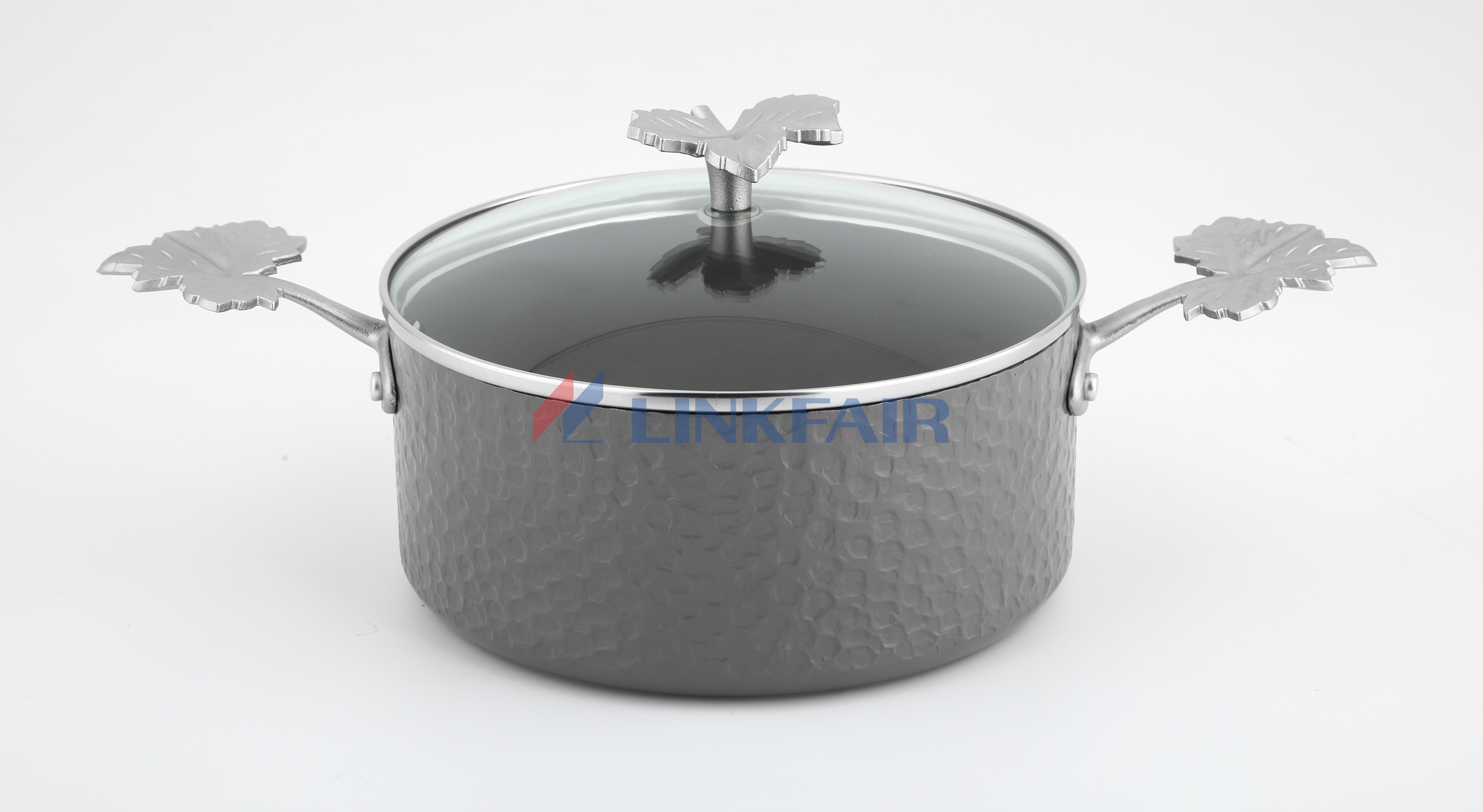 5-Piece Aluminum Non-stick Cookware Set with casting flower design handles